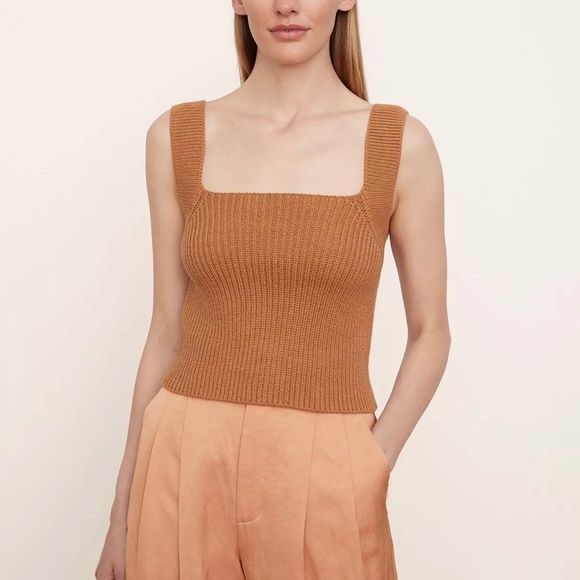 Vince | Tops | Vince Knit Square Neck Camisole Tank Top In Honey Size ...